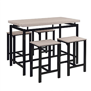 OTRIEK Dining Table Set for 4, 5 Pieces Kitchen Table and Chairs for Small Spaces, Bar Table and Chairs Set, Person Counter Height Table Set with 4 Chairs for Pub Dinner Breakfast (Beige)