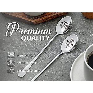 Dads Ice Cream Spoon, 2 Pcs Stainless Steel Coffee Spoons Set, Gifts for Dad on Birthday/Christmas/Thanksgiving, Gift Ready Package, DAD THE ICE CREAM KILLER