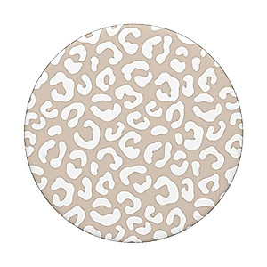 Tan Sand Beige White Leopard Print Design PopSockets Swappable PopGrip