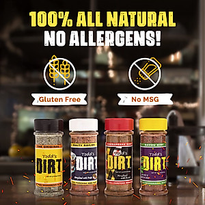 Todd’s DIRT - All Purpose Seasoning & BBQ Rub 4 Pack Sampler Set, Gourmet Seasonings and Rubs that are GREAT ON EVERYTHING, Low Sodium and 100% All Natural With No MSG & Gluten-Free