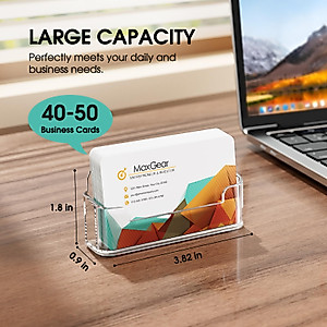 MaxGear Acrylic Business Card Holder for Desk Plastic Business Card Display Clear Business Card Stand Desktop Business Card Holders for Home & Office, 3.82 x 1.80 x 1.43 inches, 3 Pack
