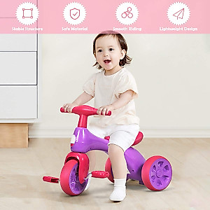 Costzon Kids Tricycle, Baby Balance Bike Walker with Foot Pedals, BB Sound and Storage Box, Lightweight, Rider Trike for Toddler 1 2 3 Years Old Indoor Outdoor, Children 3 Wheels Bicycle Toy (Purple)