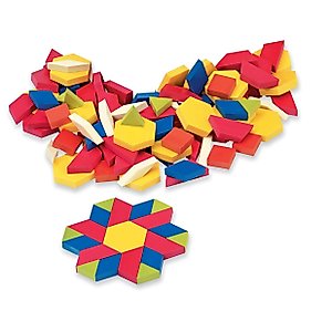 hand2mind Plastic Pattern Blocks, Geometric Shapes for Kids, Pattern Play, Toddler Pattern Blocks, Learning Shapes for Kindergarten, 3D Shapes Manipulatives, Sorting Math Blocks (Set of 250)