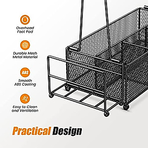 PHINOX Utensil Caddy, Silverware Caddy Condiment Caddy, Utensil Holder for Party, Picnic Flatware caddy with Handle and Paper Towel Roll Holders, Utensil Cutlery Caddy for Camping, Kitchen (BLACK)