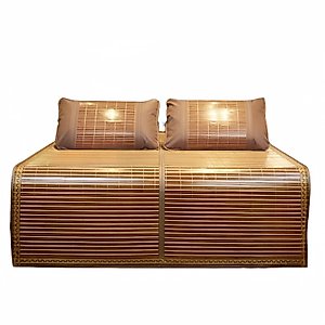 Bamboo Sleeping Mat, Sleeping Mat, Breathable Folding Bed Double-Sided Bamboo Mat, Bedding for Home School Dormitory(1.35m)