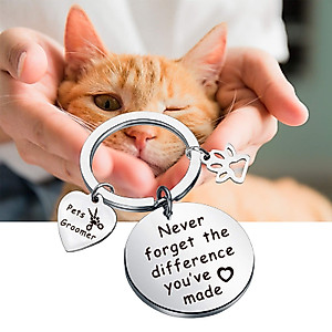 MYOSPARK Pet Groomer Keychain Dog Salon Gift Never Forget The Difference You've Made Appreciation Jewelry Pet Beautician Gift (difference pet groomer keychain)