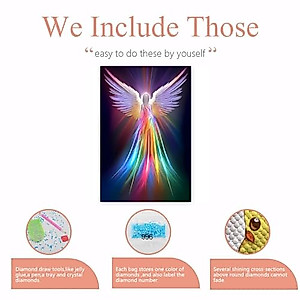Eleploi 5D DIY Diamond Painting Kits for Adults - Rainbow Angel Diamond Painting, Full Round Diamond Canvas Diamond Art by Numbers Painting Kit Gift, Home Wall Decor 8x12 Inch