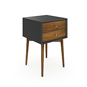 Nathan James Harper Modern Nightstand Side Accent or End Table with Storage Drawer, 1, Black/Brown