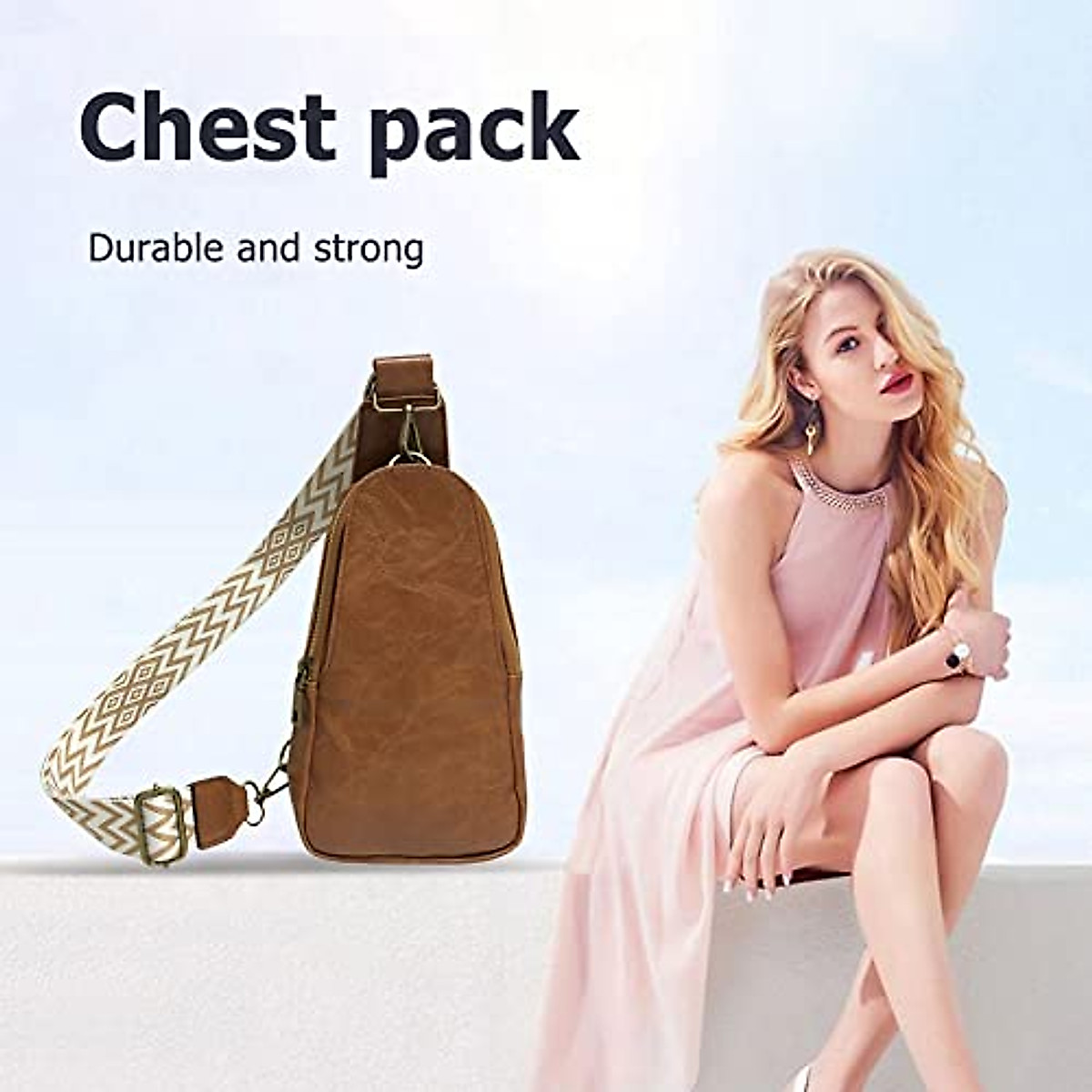 Women Chest Bag Sling Bag Leather Crossbody Bag Female Satchel Daypack Waist Shoulder Sling backpack for Travel Work school