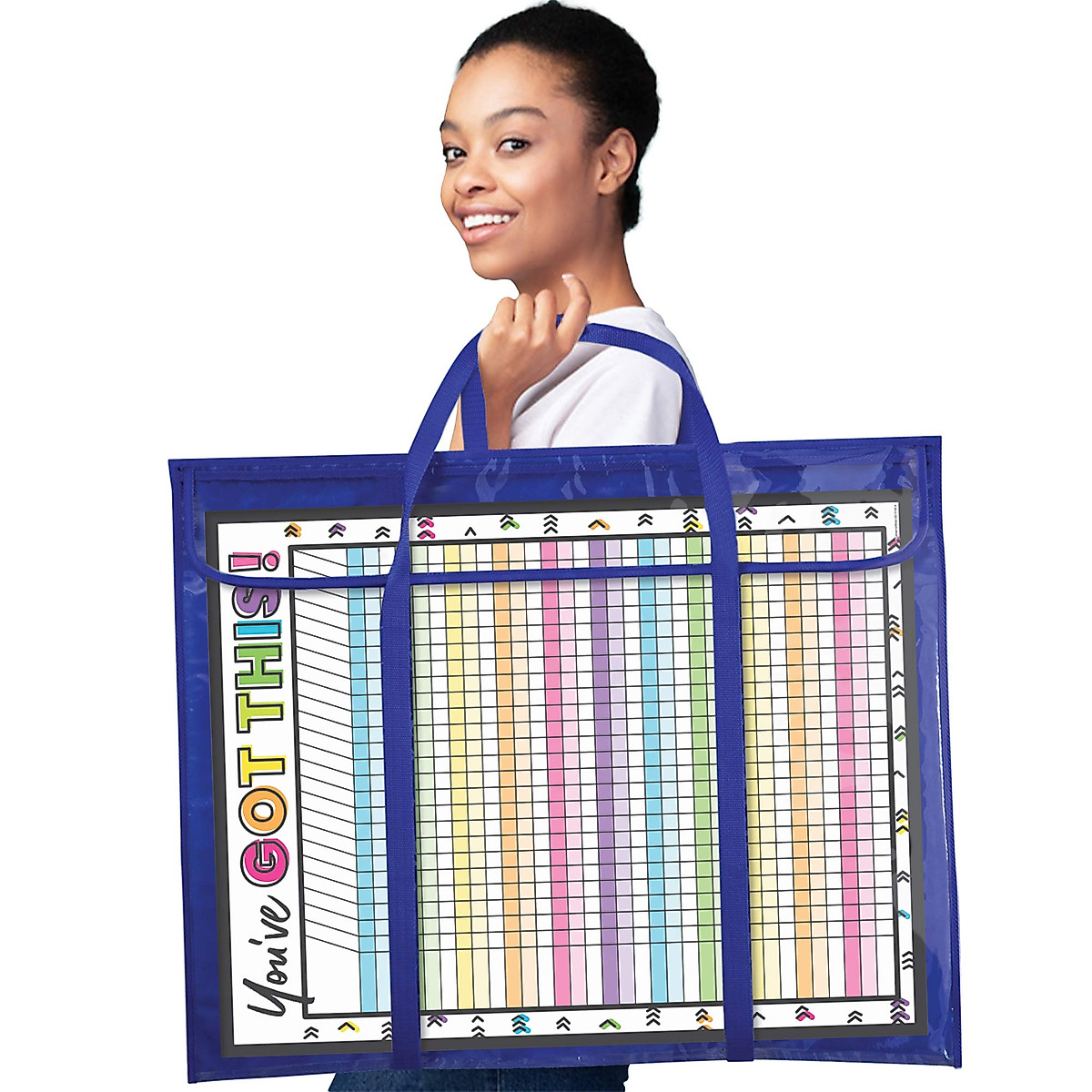 Carson Dellosa Deluxe Bulletin Board Storage Bag Pocket Chart, (24" x 30") Bulletin Board Holder, Large Organizer for Bulletin Boards, Charts, Calendars, Posters, Wall Art, and More
