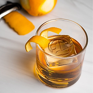 ORIGACH Sailboat Pattern Ice Stamp with Removable Brass Head & Wood Handle Ice Branding Stamp for Drinks Bar DIY Cocktail Martini Whiskey Mojito