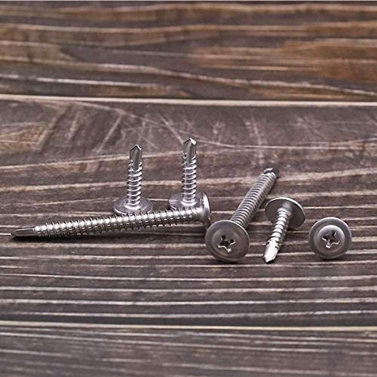 L-A #8 x 1-1/4" 410 Stainless Steel Wafer Head Phillips Self Drilling Screws Sheet Metal Tek Screws, Modified Truss Head Self Driller (50 Pcs;4.2 x 32mm)