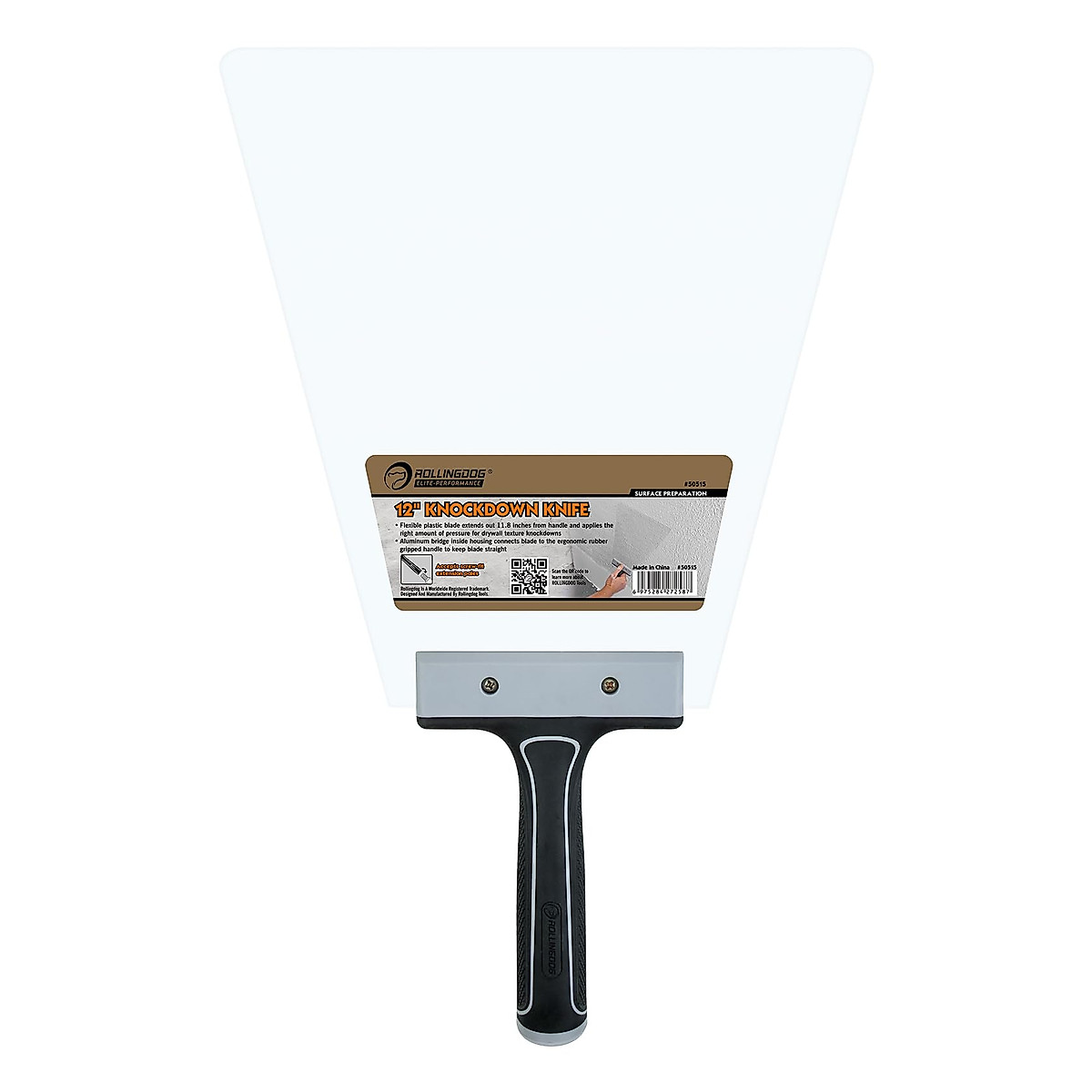 ROLLINGDOG 12 Inch Knockdown Knife - Threaded End Can be Attached to Extension Pole,Acrylic Plastic Blade,Ideal for Creating Knockdown Texture