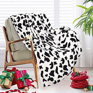 inhand Cow Print Blanket, Fuzzy Baby Girl Cow Print Throw Blankets for Couch, Kids Fleece Throw Blanket, Soft Warm Plush Cow Toddler Blanket for Boys, Flannel Throw Blankets for Children, 40''x60''