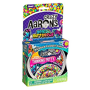 Crazy Aaron's Social Butterfly Thinking Putty - 4" Tin See-Through Putty, Soft Texture Thinking Putty - Non-Toxic Sensory Play Putty - Never Dries Out - Creative Toy for Ages 3+