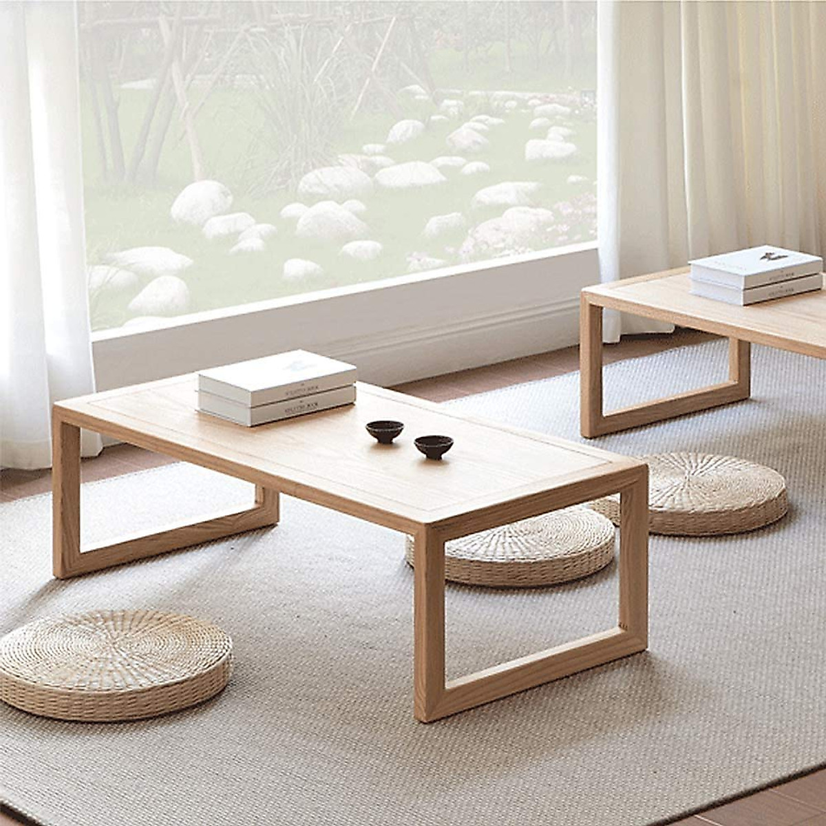 GOTOTOP Tatami Cushion Straw Seat Cushion Pad Handmade Straw 15.4inch Dia Woven Straw Flat Seat Pillow for Yoga Soft Round Pouf Tatami Knitted Floor Mat Garden Dining Room Home Decor Outdoor