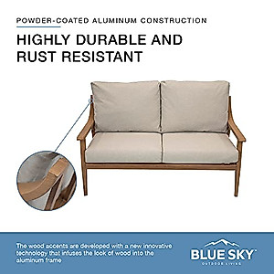 Blue Sky Outdoor Living Genova 4-Piece Aluminum Conversation Set, All-Weather Outdoor Furniture for Patio, Lawn, Garden, or Poolside, Natural/Grey