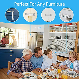 Baby Proofing Cabinet Lock,10 Pack Child Safety Latches Lock Multi-Purpose for Fridge,Furniture, Kitchen, Ovens, Toilet Seats (with 10 Extra Strong Adhesives) No Screws & Magnets Required