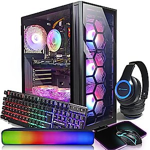 STGAubron Gaming Desktop PC,Intel Core i7 3.4G up to 3.9G,GeForce GTX1660Ti 6G GDDR6,32G,1T SSD,WiFi,BT 5.0,RGB Fanx6,RGB Keybaord&Mouse&Mouse Pad,RGB BT Sound Bar,RGB BT Gaming Mic,W10H64