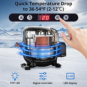 ACONEE Commercial, 3.46 Cu.Ft. Refrigerator Display Case Countertop Fridge, Upright Beverage Merchandiser Adjustable Shelves, Interior Lighting, White