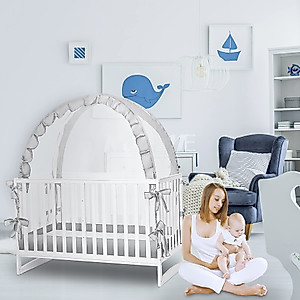 Kylinton Crib Net to Keep Baby in, Safety Crib Tent, Pop Up Pack N Play Tent, Crib Canopy, 28" x 52", Mini Crib Net to Keep Baby from Climbing Out Protect Babies from Falls or Bites, Grey
