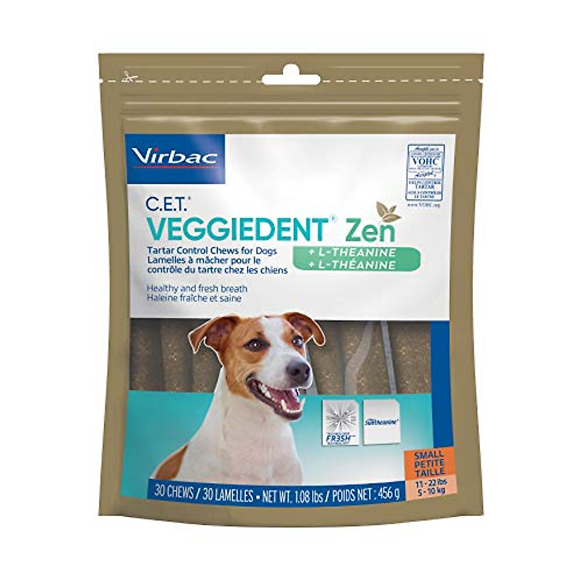 Virbac C.E.T.VEGGIEDENT Zen Tartar Control Chews for Dogs - Small