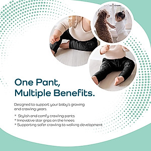 Go Little One Go, Anti-Slip Baby Jogger Crawling Pants | Organic Cotton | Unisex (6-12 Mo) (Black)