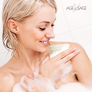 Age of Sage Natural Soap Bar w/ Sisal Bag, Vegan Artisan Soap Bar Set for Women, Body Soap in Bar Soap Pouch, Natural Bath Soaps w/ Essential Oils, 4 Plain Body Soap Bars, Pomegranate Cherry