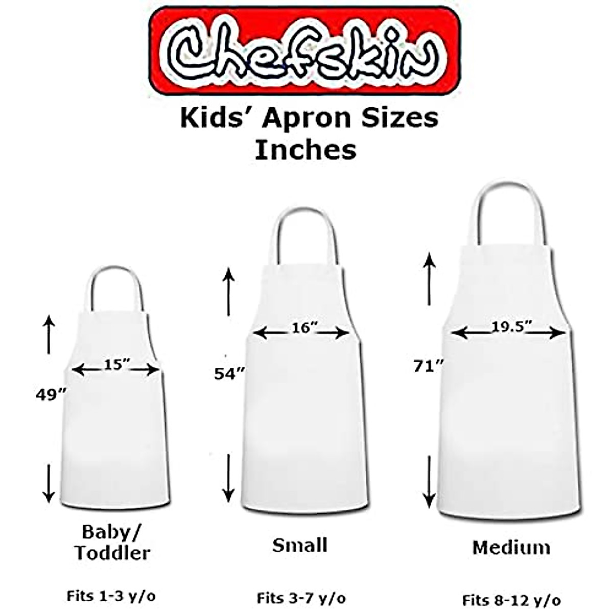 CHEFSKIN Children CHEF Set JACKET+ APRON+ HAT+ PANTS+ NAME Choose Color (not a Toy, Real Uniform XS (3-5 years old))