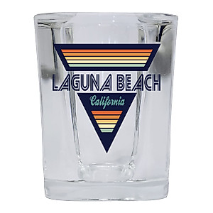 R and R Imports Laguna Beach California 2 Ounce Square Base Liquor Shot Glass Retro Design