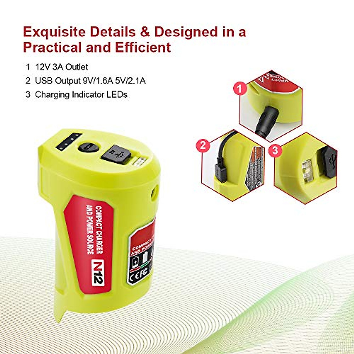 12V USB Power Source Power Adapter 48-59-1201 Charger for Milwaukee 12V M12 Lithium-ion Battery 48-11-2420 48-11-2411 48-11-2401 48-11-2402