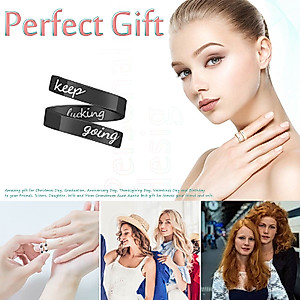 Kucheed Keep Going Engraved Inspirational, Open Adjustable Finger Ring, Surgical 316L Stainless Steel Statement Rings Gifts for Women
