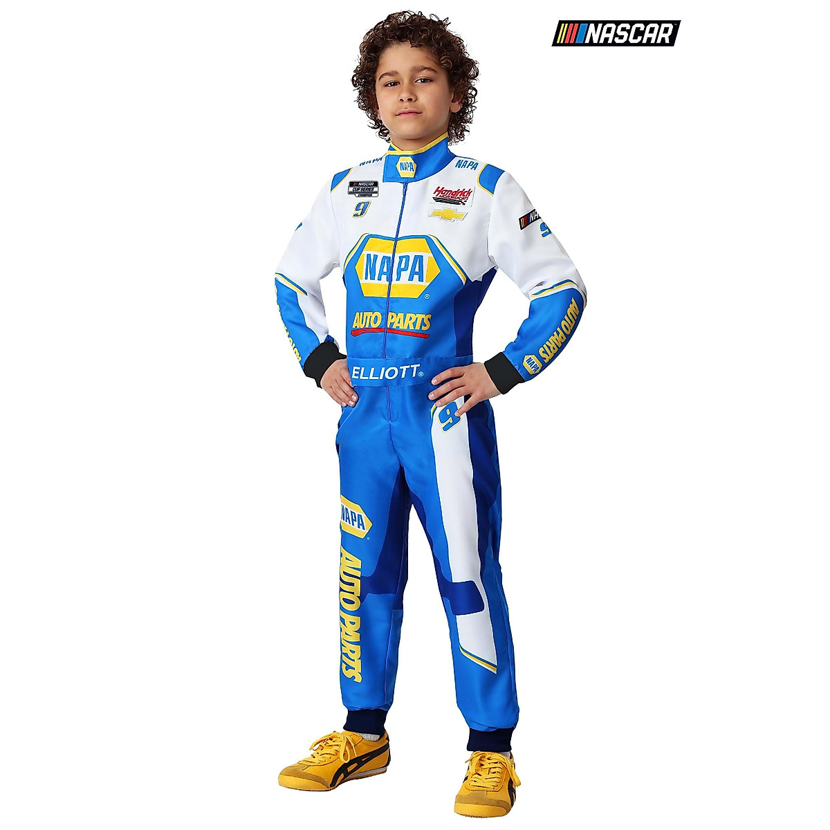 Fun Costumes NASCAR Kids Chase Elliott Suit Boys, Blue Race Car Driver Halloween Costume