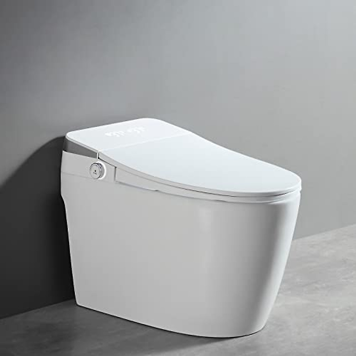 Simple Project Smart Toilet, Smart Bidet Toilet | White Tankless Toilet, Smart Toilet Seat With Remote | Elongated One Piece Toilet Bidet with Auto-flush, Drying, Self-cleaning, Foot kick sensor