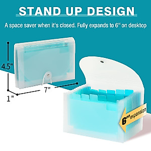 H4D Receipt Coupon Holder Organizer for Purse, Small Expanding File Folder Mini Accordion Folder, 13 Pockets Expandable Wallet for Coupon Receipt Bill Ticket Card Storage, 7x4.5 Inches (Teal)