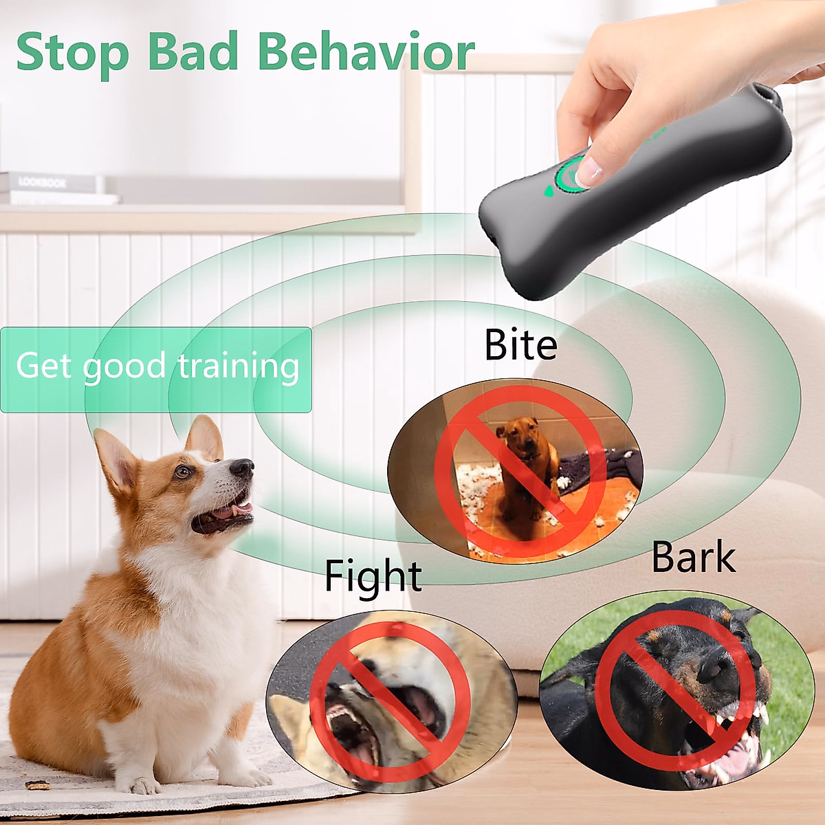 SHATWO Dog Bark Deterrent Device, Anti Barking Device for Dogs Less Than 50 lbs, Rechargeable USB Dog Bark Control Devices, No Need to Yell, Safe for Dogs Human Portable, Dog Training Behavior Aids
