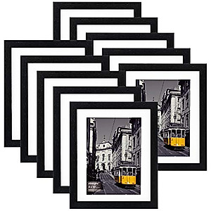 eletecpro 8x10 Picture Frames Set of 10, Display 4x6 or 5x7 Photo Frame with Mat or 8x10 without Mat, Wall Gallery Photo Frames, Table Top Display or Wall Mounting (Black, 8x10)