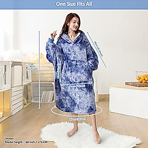 Lofus Wearable Blanket Sweatshirt Oversized - Super Warm and Cozy Hoodie Blanket Sweater with Reversible Thick Flannel Sherpa,Dolman Sleeves Giant Hood and Pocket,One Size