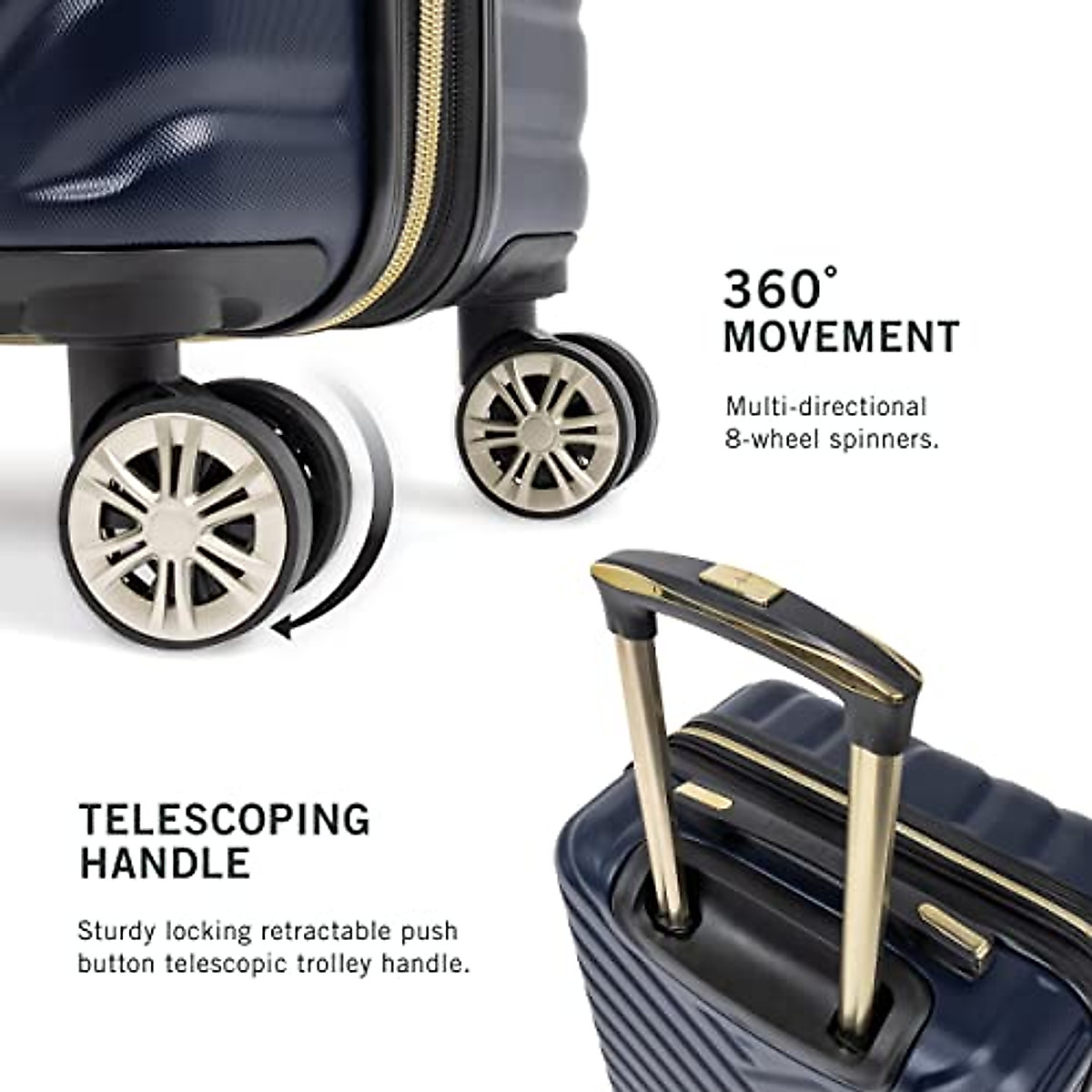 Kenneth Cole REACTION Madison Square Lightweight Hardside Chevron Expandable Spinner Luggage, Navy, 28-Inch Checked