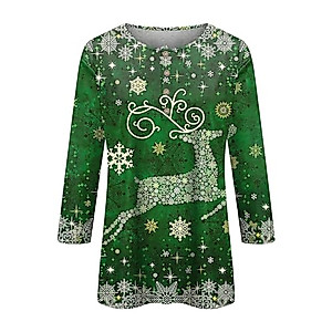 HAVUITYY Christmas Sweatshirts Women'S Christmas Tops Long Sleeve Workout Tops For Women Christmas Costumes Christmas Tshirts Shirts For Women Womens T Shirts Christmas Blouses For Women 3X-Large