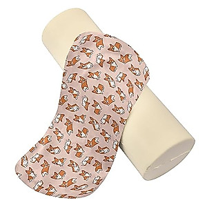 Vnurnrn Corgi Neck Support Pillow Round Neck Roll Bolster Cylinder Pillow Cervical Pillows Back Pillow for Leg Knee Back Head Support for Work Women Men Traveling Headrest