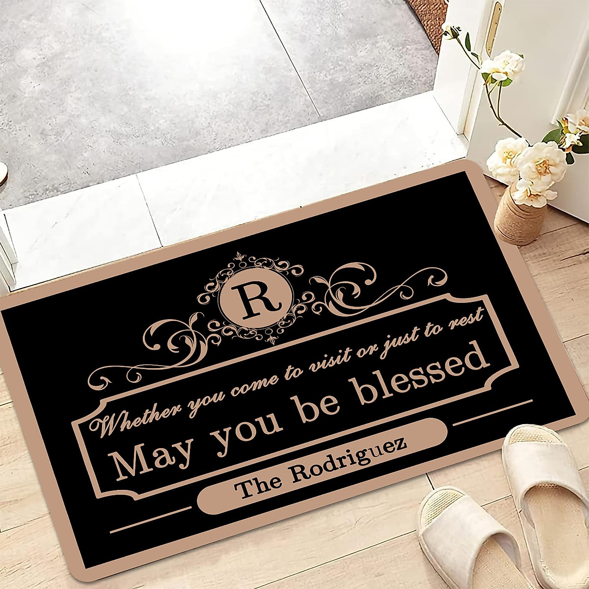 Differ More Customized Monogram Welcome Mats Outdoor for Front Door(Made in USA) - Custom Welcome Door Mats Indoor Entrance with Initial - Low-Profile Floor Mat for Yard(30"x18")