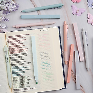 BLIEVE - Aesthetic Highlighters and Gel Pens With Soft Ink And Tip, Bible Highlighters and Pens No Bleed, Dry Fast Easy to Hold, for Bible Journaling Planner School Supplies (Pastel)