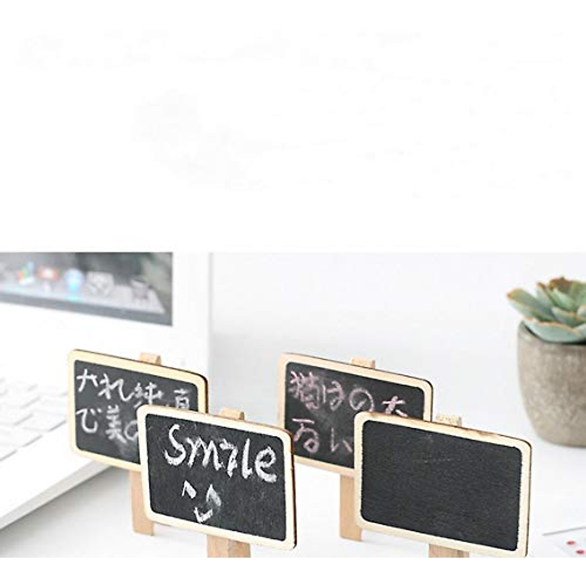 40Pcs 2.36 x 1.58 Inch Wood Mini Chalkboard Clips Wooden Blackboard Clips Photo Price Chalk Board Message Board Tag Signs with Pegs for Memo,Note Taking,Food Label,Wedding Table Number Place Card