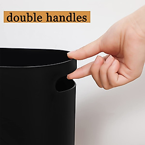 zoocatia Small Trash Can Garbage Can Container Bin with Handles 3 Gallons Plastic Wastebasket for Bathrooom, Bedroom, Office, Kitchen, Laundry Room, Dorm Room - Black