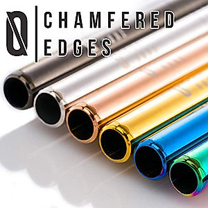 BAR NONE Best Straws Set of 12 | 10.5" Long Wide Rainbow Multi Colored Stainless Steel Metal Drinking Straws Reusable Straight & Curved Cleaning Brushes & Silicone Tips Straw Brush Cup Drinks