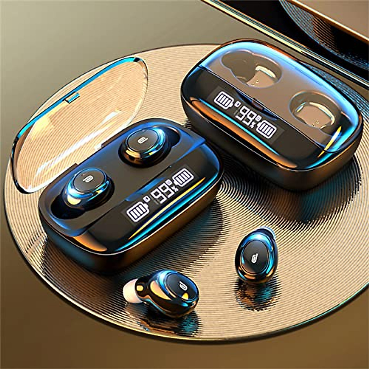 Qiopertar M-U8 Bluetooth 5.0 Headset Wireless Earphones Mini Earbuds Stereo Waterproof Headphones with Microphone in-Ear Deep Bass Sound Earbuds Earphones for Android iOS Sport