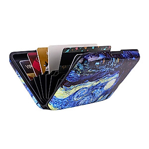 ELFISH RFID Blocking Credit Cards Holder Aluminum Wallet Metal ID Case for Men Women (see moon)