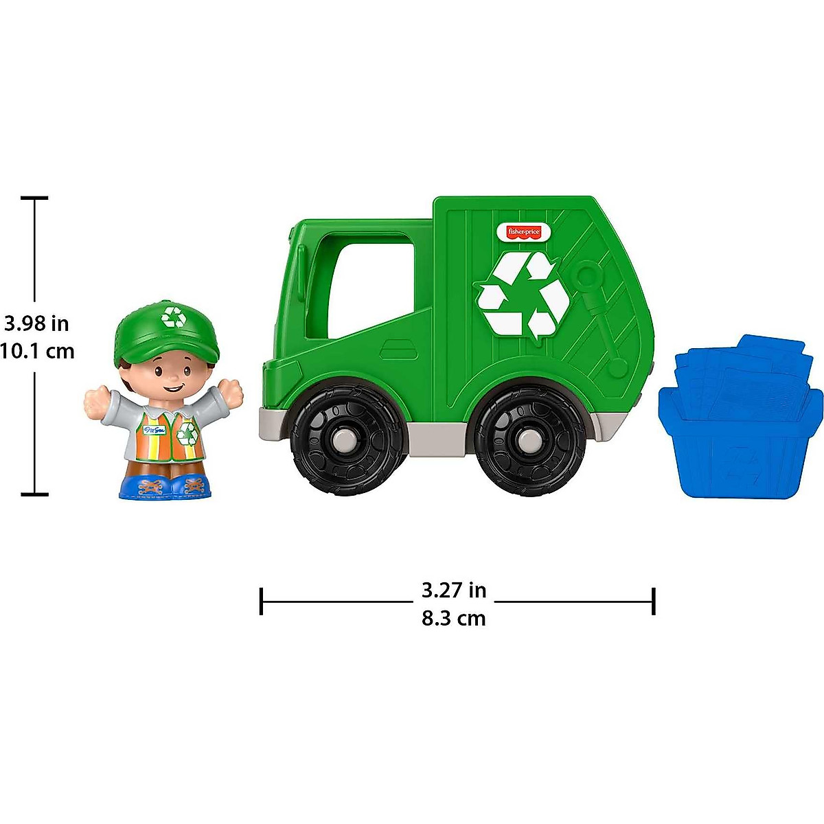 Fisher-Price Little People Recycle Truck, push-along vehicle with figure and play accessory for toddlers and preschool kids ages 1-5 years