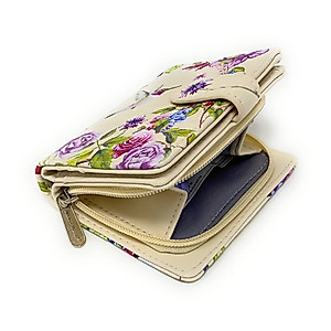 Shag Wear Vintage Hummingbird Small Bird Wallet for Women and Teen Girls Vegan Faux Leather Beige 4.5"